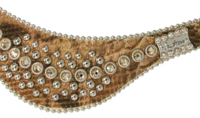 SWAROVSKI CRYSTAL DOG COLLAR WHITE ITALIAN LEATHER