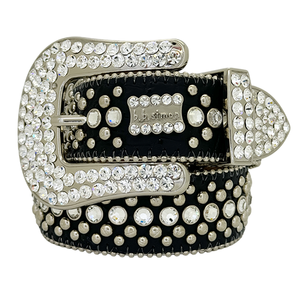 bb Simon Swarovski Crystals Italian Leather Belts Made in USA